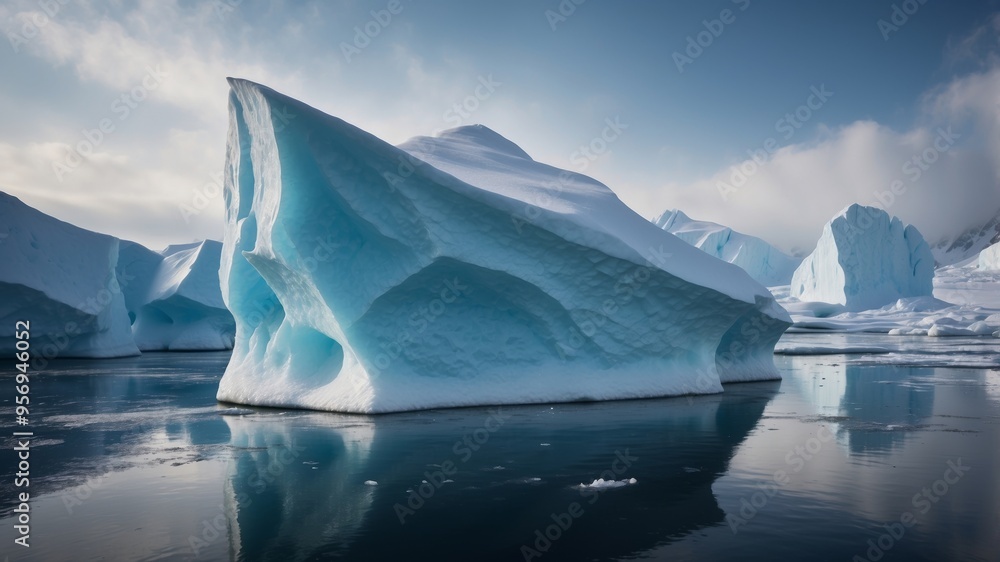 Vast Frozen Expanse Pristine Arctic Landscape of Towering Icebergs and ...