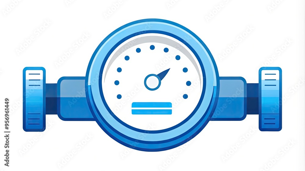 Illustrated water meter icon in blue and white modern vector design ...