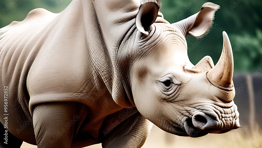 mother rhinoceros calf long sharp horns african savanna zoo animals ...