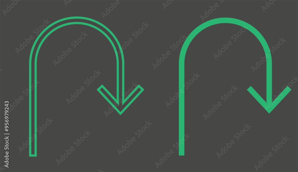 Go back return arrow icon, simple vector u turn shape pointer flat ...