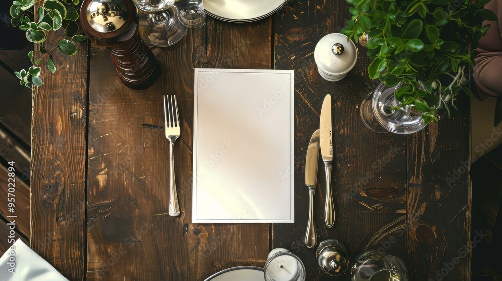 Blank menu card mockup, elegant design for anniversary celebrations and ...