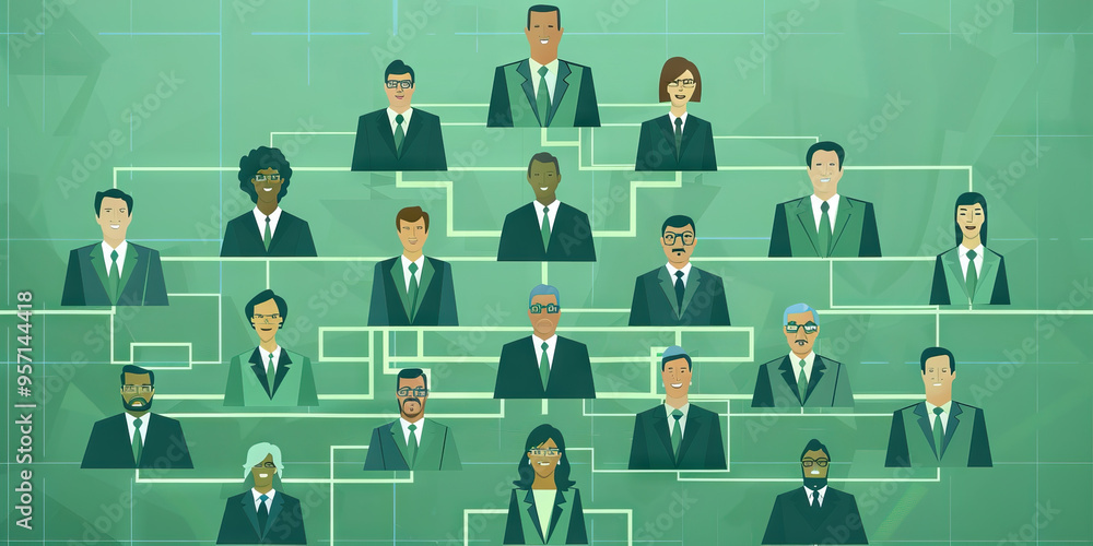 An org chart of executive positions and responsibilities, with each box ...