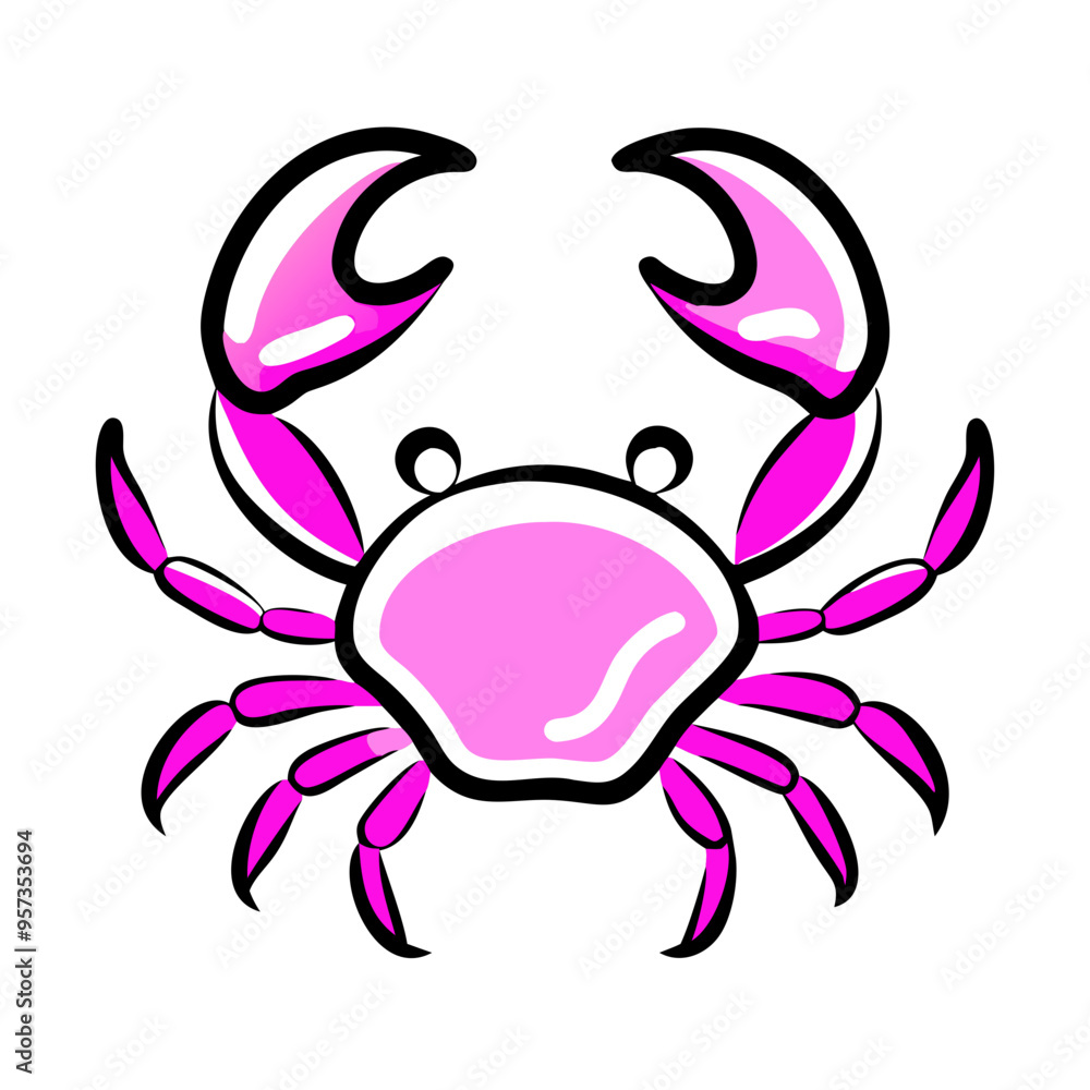 Pink Cartoon Crab Vector Illustration Sea Animal Graphic Design for ...