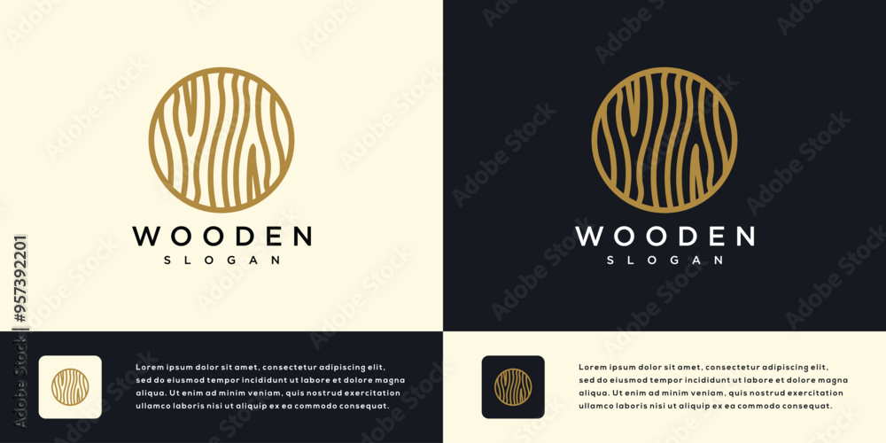 Wood grain texture vector logo design Stock Vector | Adobe Stock