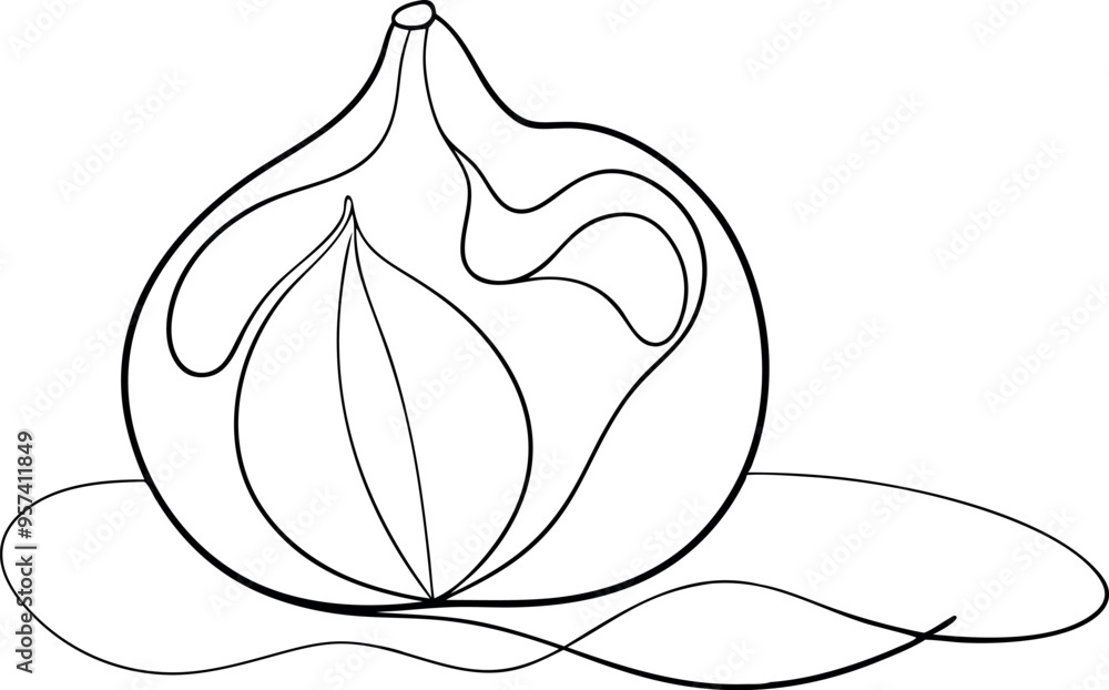 continuous single line drawing of Fig, line art vector illustration ...