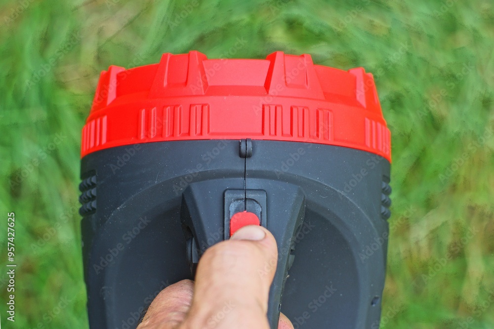 one big round electric powerful plastic black with white reflector ...