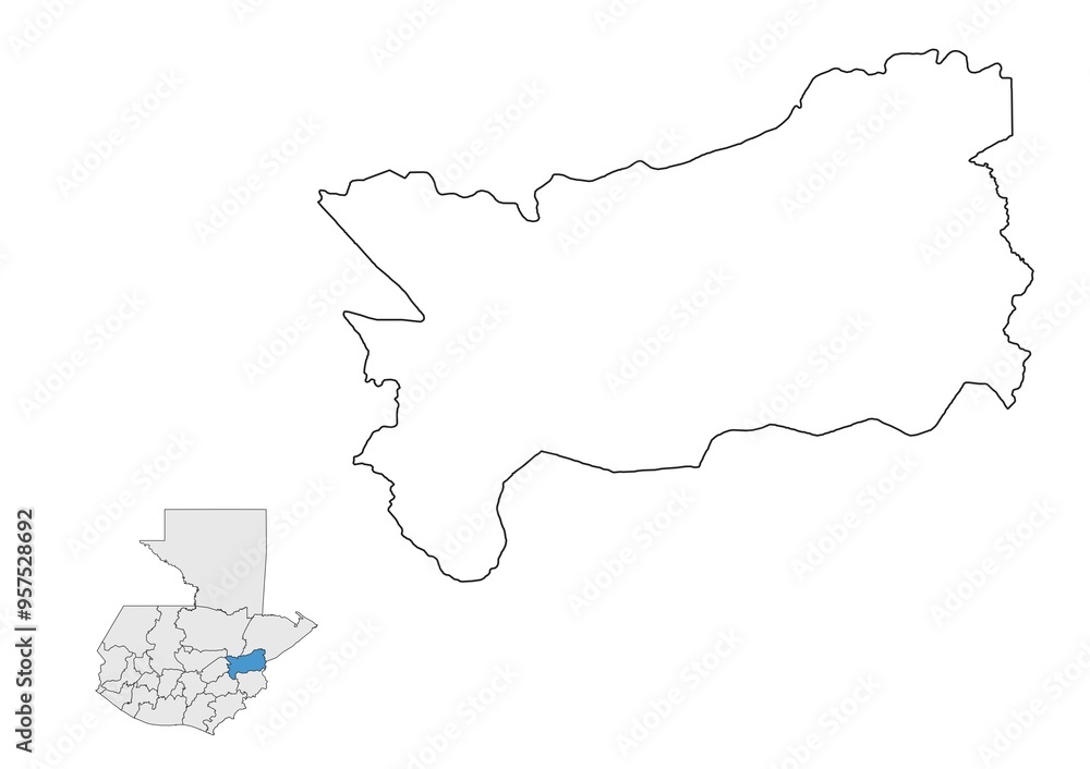 Mapa del departamento de Zacapa, Guatemala Stock Illustration | Adobe Stock