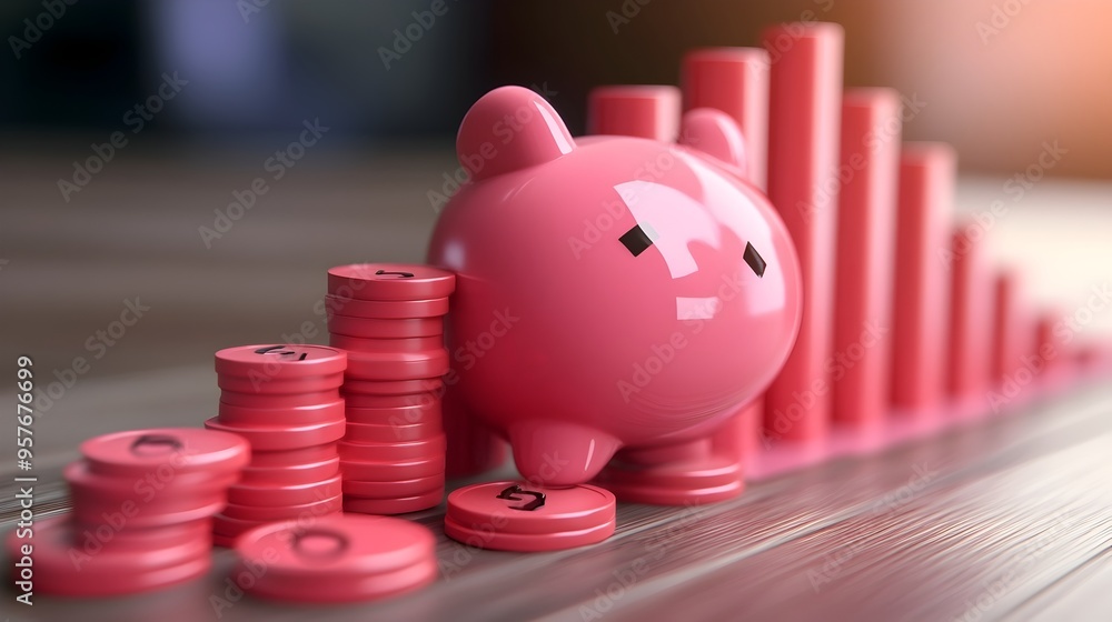 Shrinking Savings Account Balance with Descending Interest Rate Graph ...