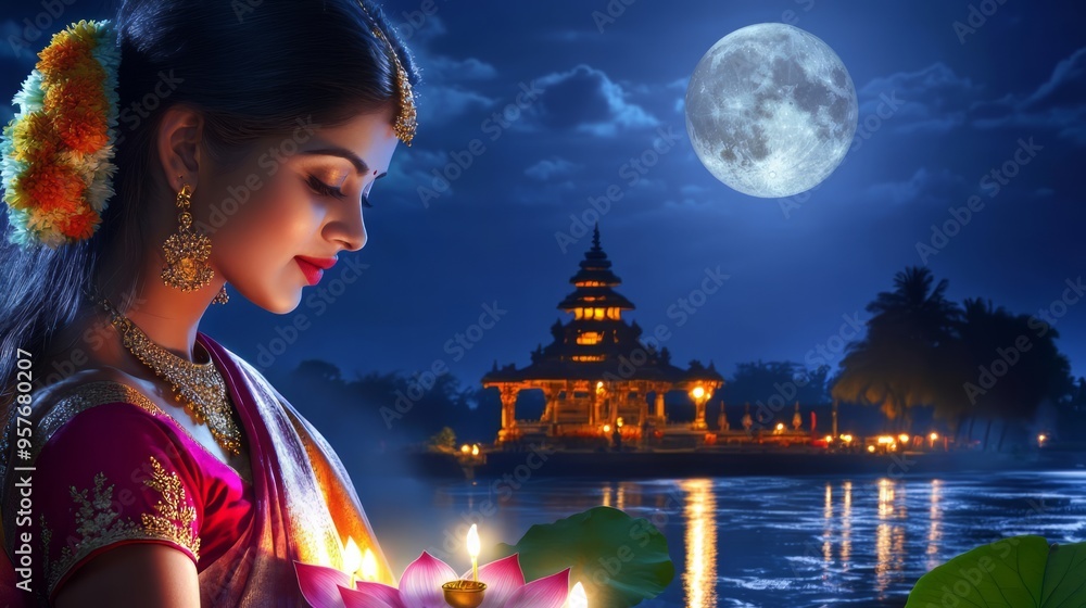 Sharad Purnima. A religious festival celebrating Hindu lunar month of ...
