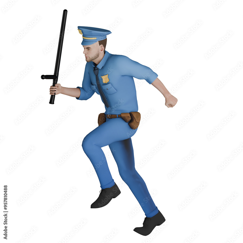 Professional Male Cartoon Police. A male police officer runs to the ...