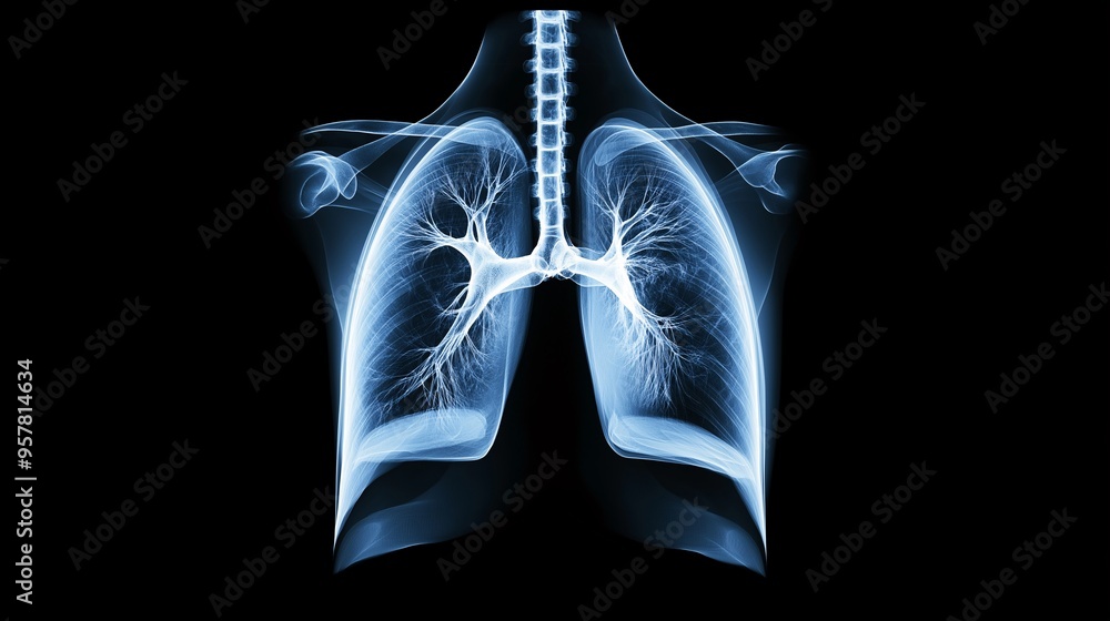 Lungs X-Ray: A detailed x-ray image of human lungs, showcasing the ...