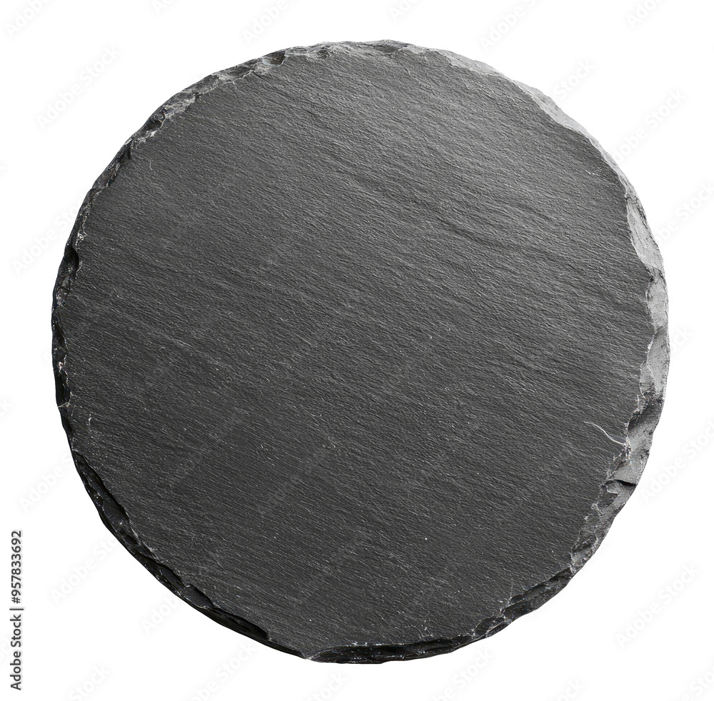 Black round slate isolated on transparent background, top view Stock ...