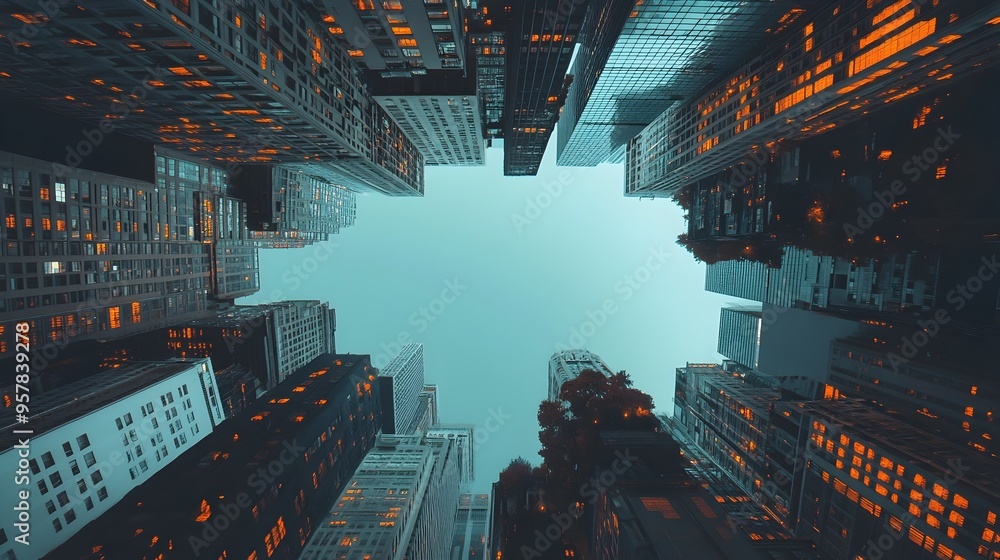 Surreal Parallel Universe Cityscape with Upside Down Curved ...