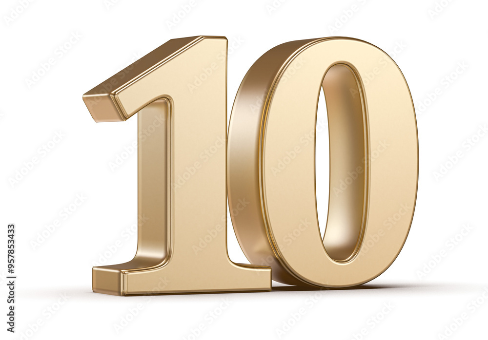 Gold 3D Number 10 Stock Illustration | Adobe Stock