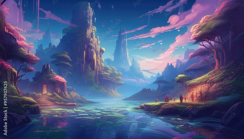 Concept art of main menus, story boards, MMORPG game with the objective ...