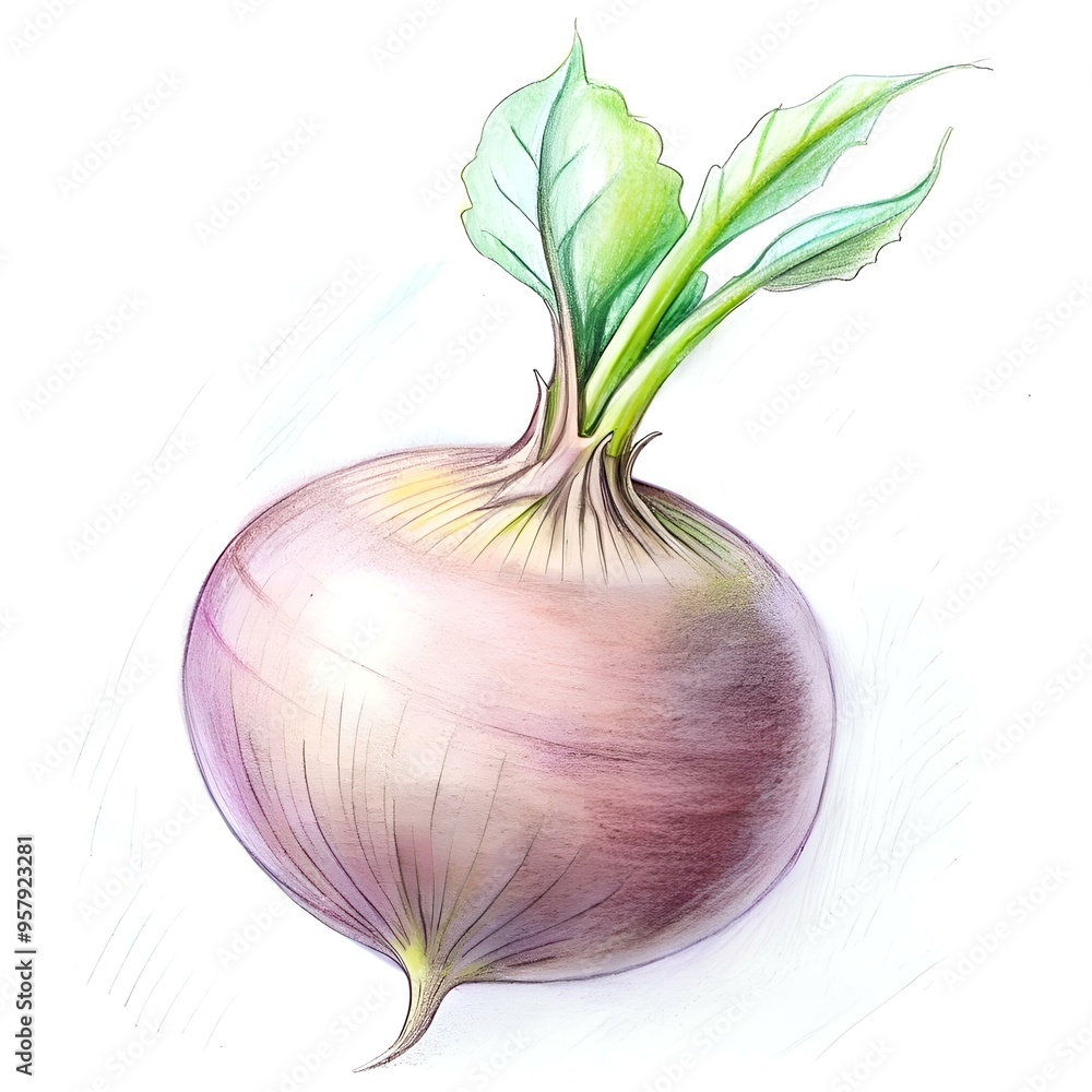 A detailed hand drawn illustration of a turnip. perfect for adding a ...