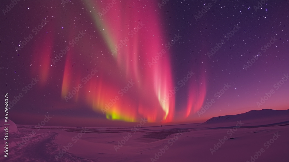 Aurora Proton, intense pink and orange light fills the night sky ...