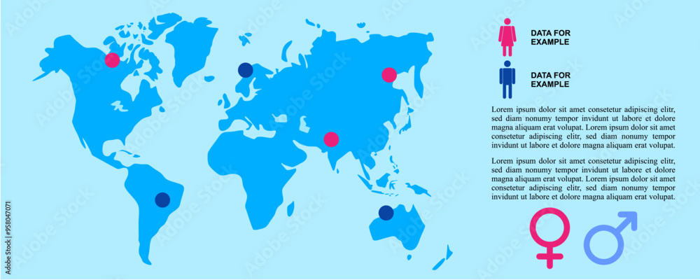 Editable world map demographic infographics collection human Charts ...
