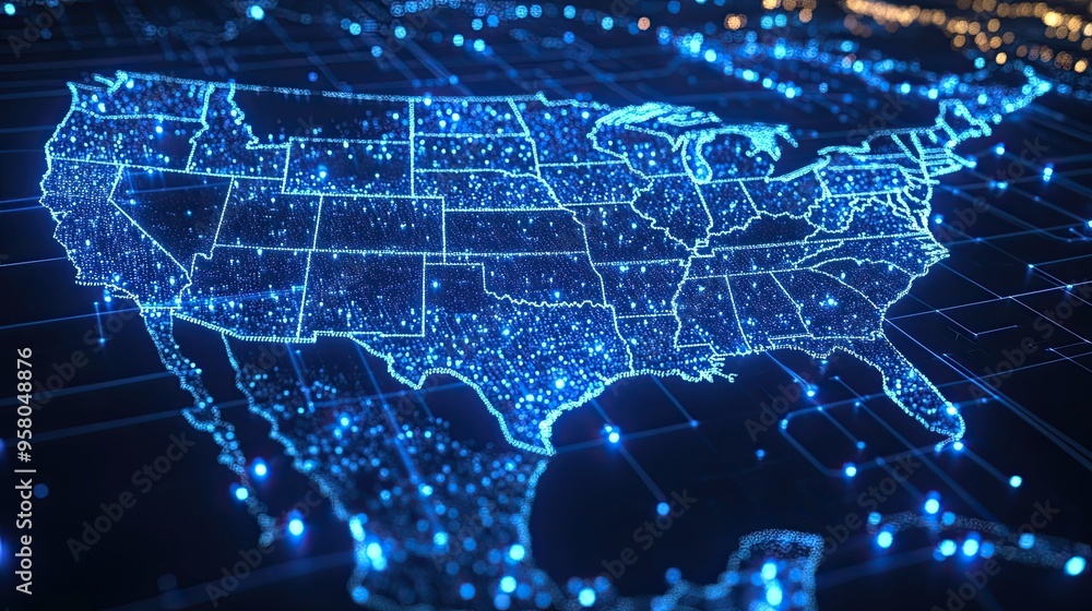 A High-Tech, Illuminated 3D Map of the U.S. with Pinpoint Locations ...