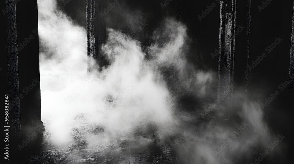 Smoke black ground fog cloud floor mist background steam dust dark ...