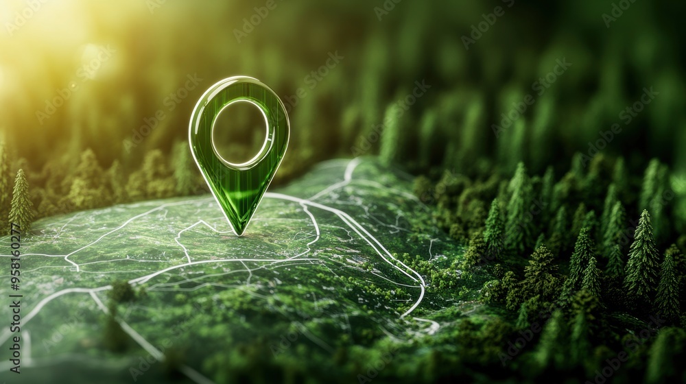 3D map marker rising from a physical map, pinpointing a travel ... 3D map marker rising from a physical map, pinpointing a travel ...