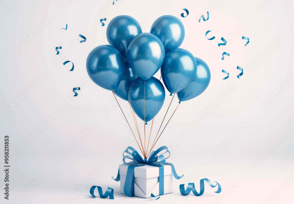 happy birthday blue balloons background Stock Illustration | Adobe Stock