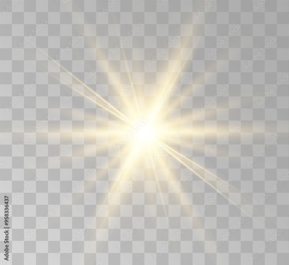 Transparent yellow sunlight special lens flash light effect. Front ...