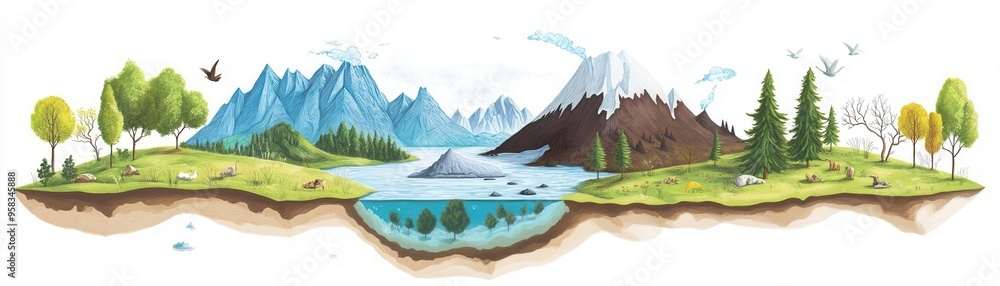 Diagram showing the carbon cycle in nature, carbon cycle, environmental ...