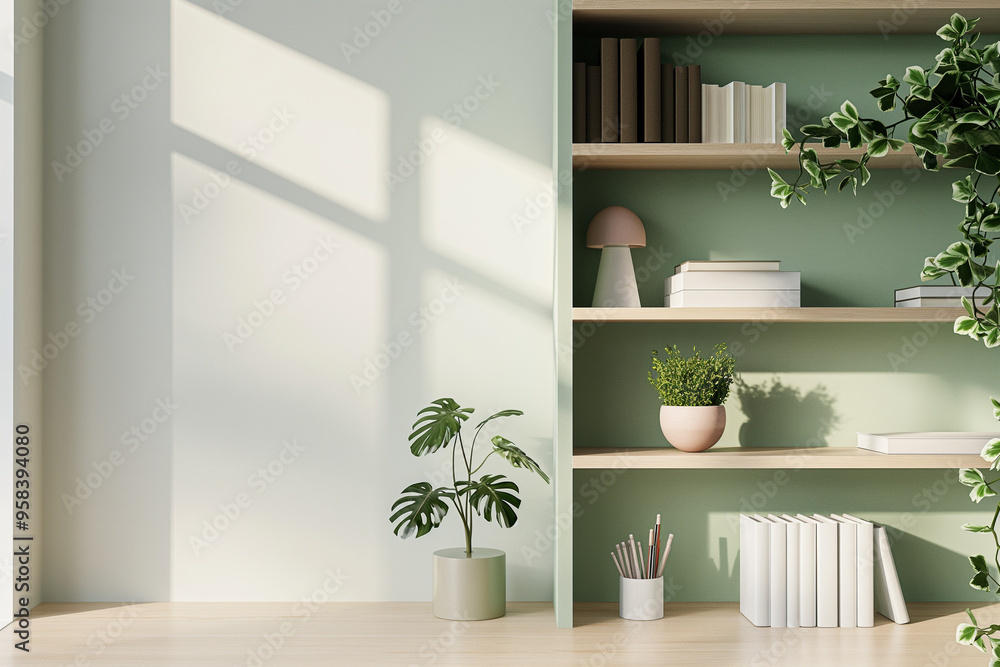 Office interior backdrop for online meetings. Light home office setting ...