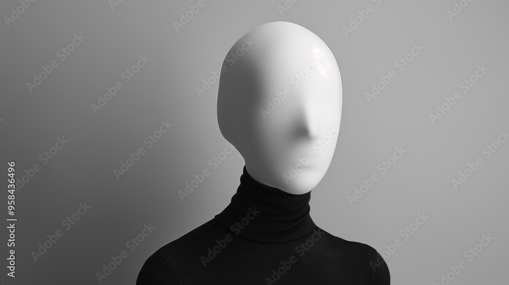 Black and white photograph of a faceless woman, on an isolated ...