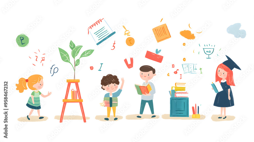 Ilustración de Stock stages of a child's growth alongside their ...