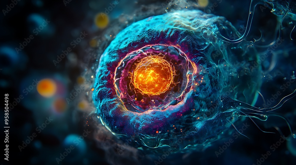 Magnified Digital Artwork of a Single-Cell Organism Highlighting Its ...