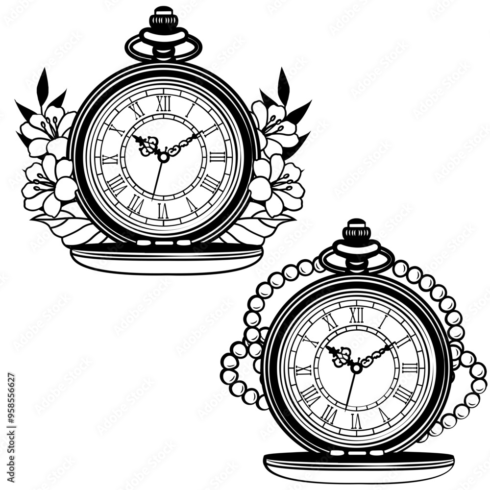 Floral Pocket Watch | Pocket Watch | Pocket Watch w/Flower | Clock ...