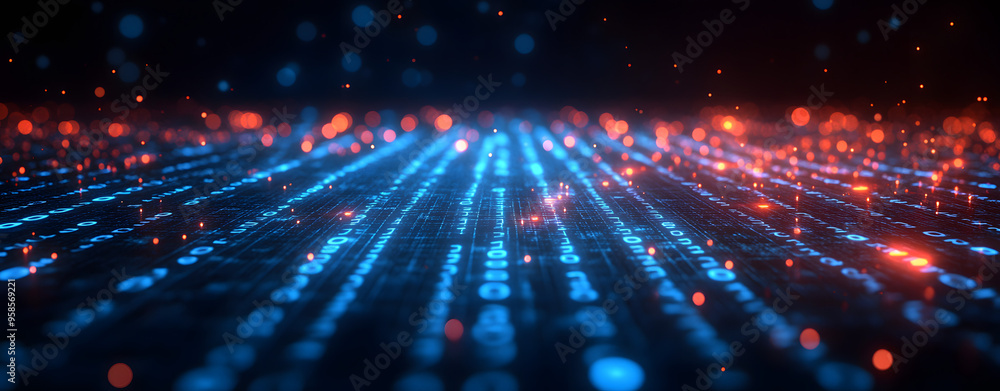 “Digital Background with a Binary Code Motif Featuring Futuristic ...