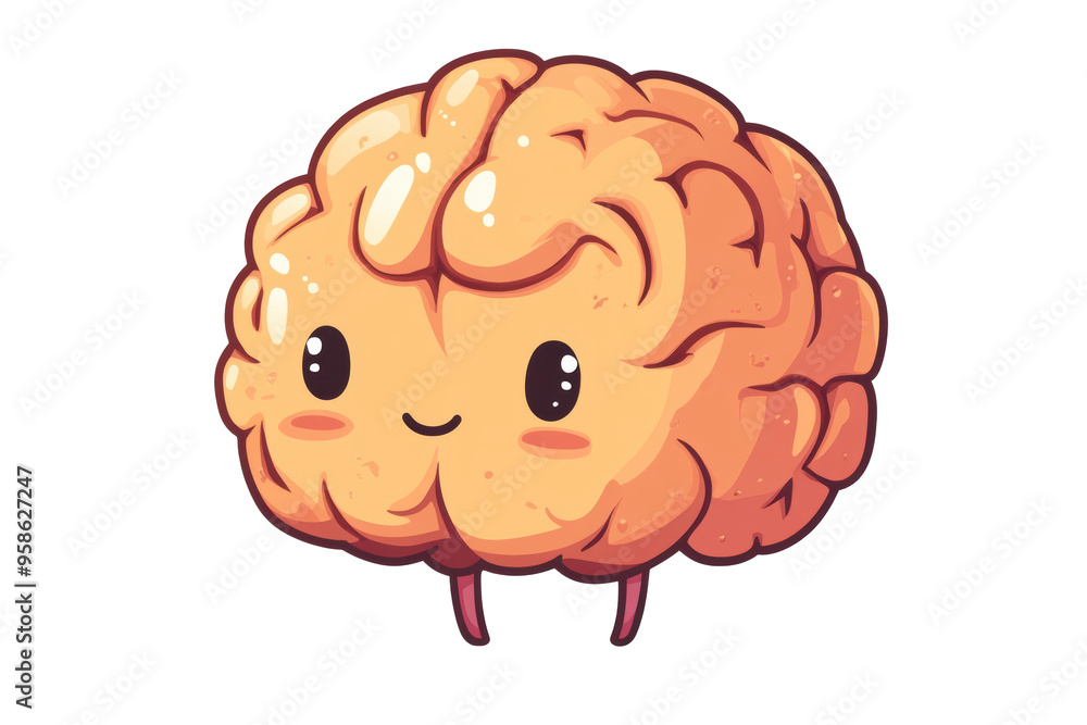 Cute cartoon brain character with a smiling face. Perfect for ...