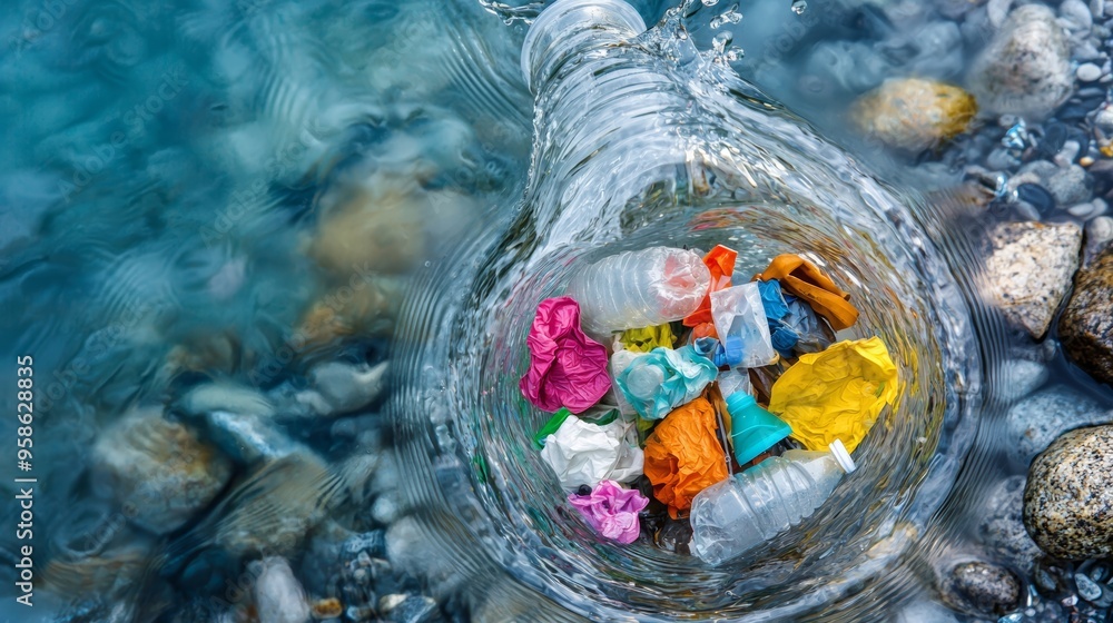 Rainwater runoff carrying microplastics into a freshwater stream ...