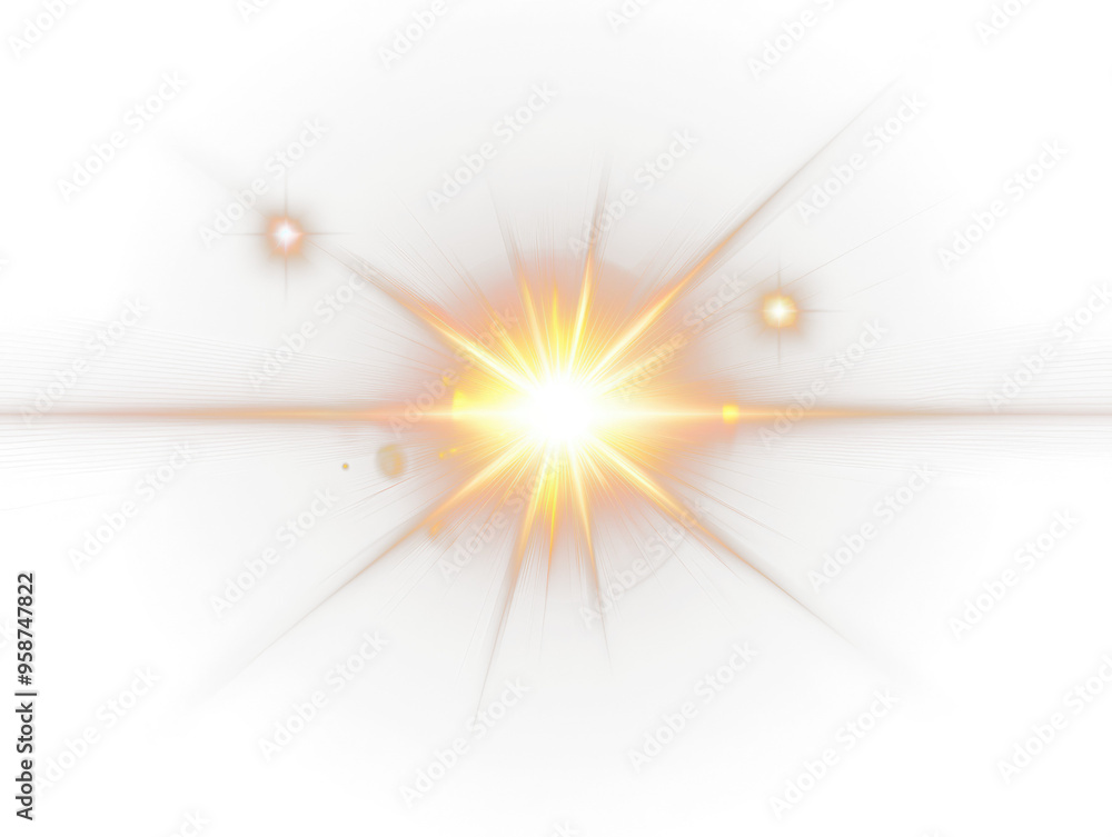 Bright starburst effect with radiant beams of light isolate on ...