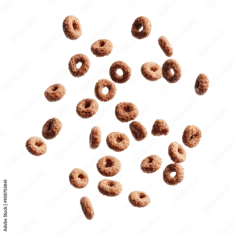 flying brown cereal isolated on transparent background cutout Stock ...