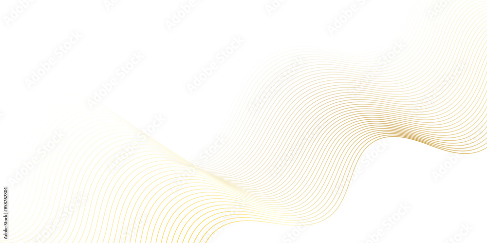 Abstract golden wave dynamic curve lines on transparent background with ...