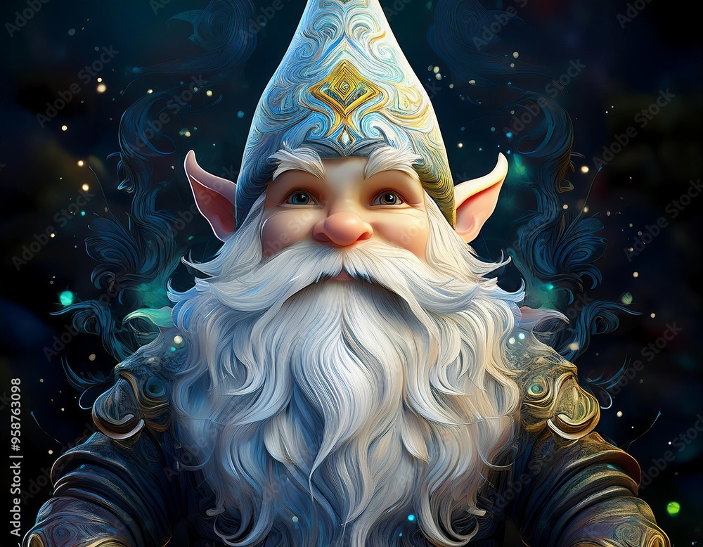 Dwarf king in a magnificent cloak and hat, blue and gold clothing ...