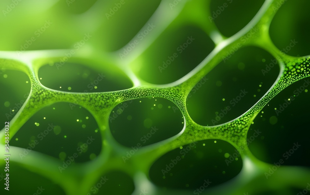 Invisible structure of plant cells storing energy, detailed, botanical ...