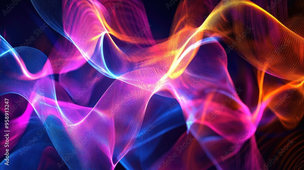 Abstract resonance wave backdrop with flowing lines and rhythmic motion ...