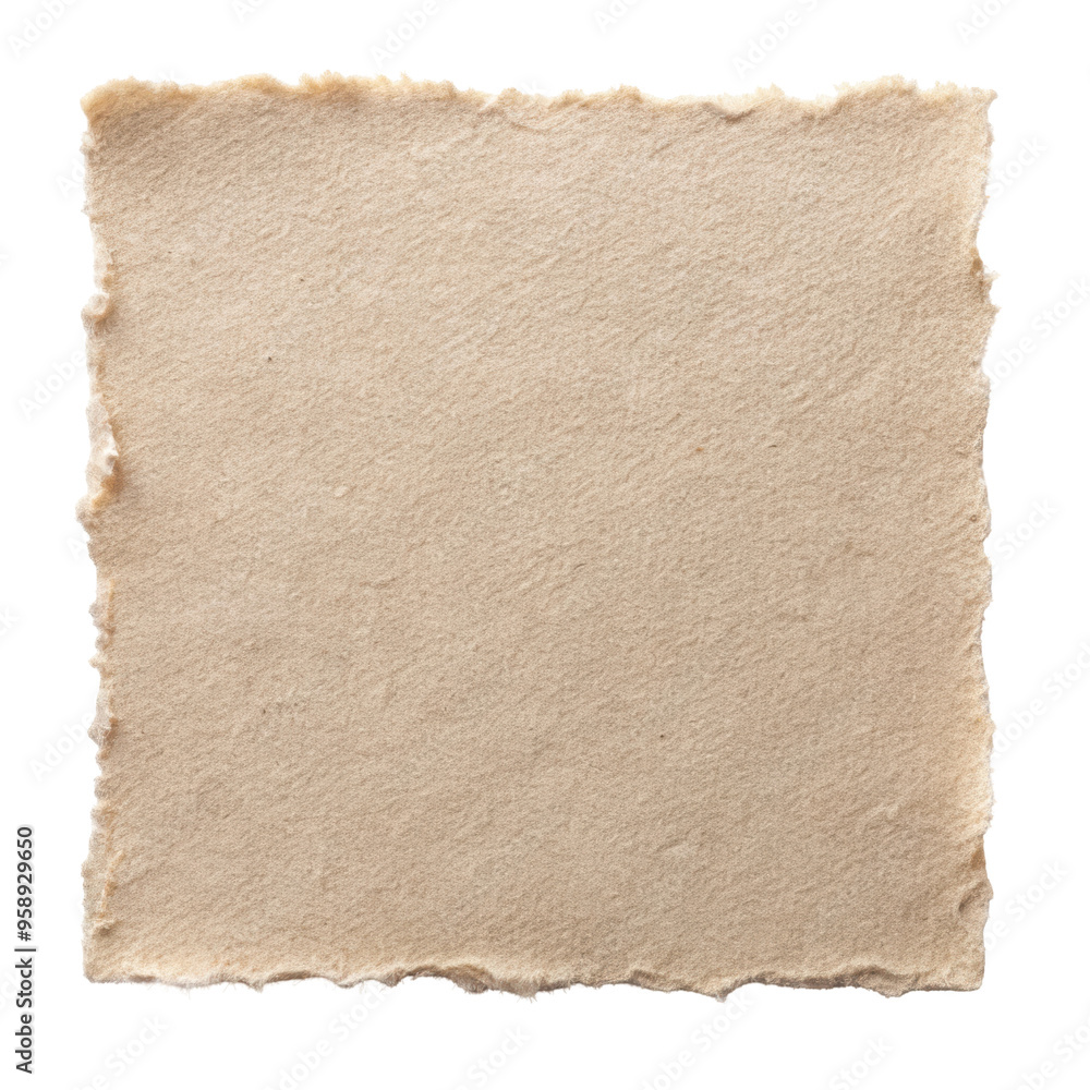 Rough edged blank vintage paper texture with a natural beige color and ...