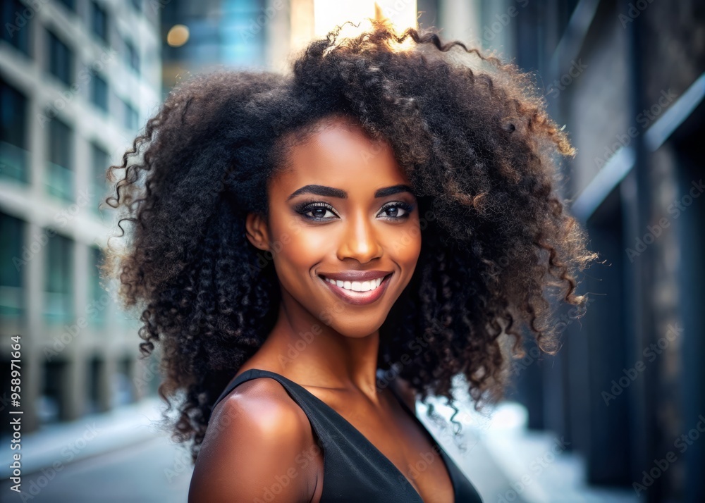 Stunning black female model poses confidently, flaunting radiant skin ...