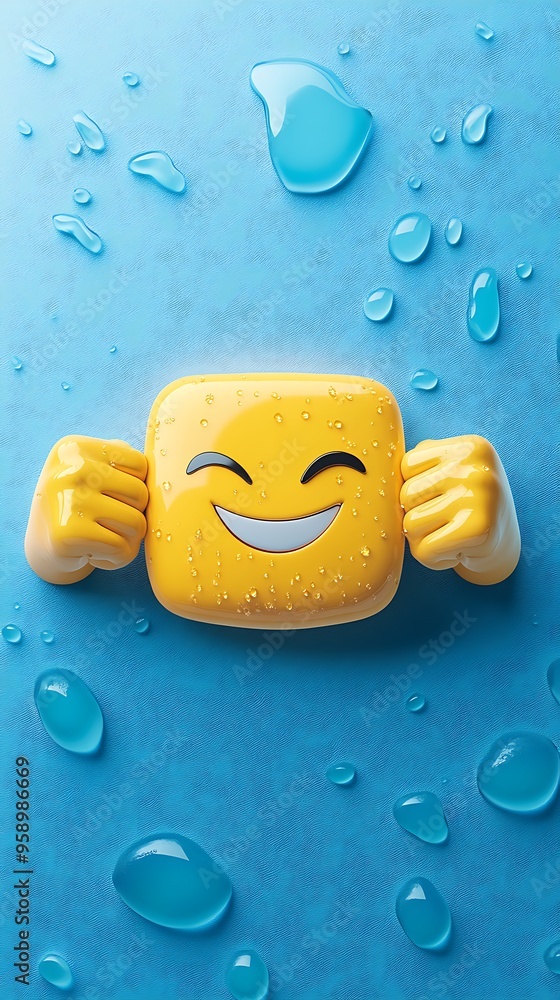 Strength in Serenity - Flexed Biceps Emoji on Powder Blue Background ...