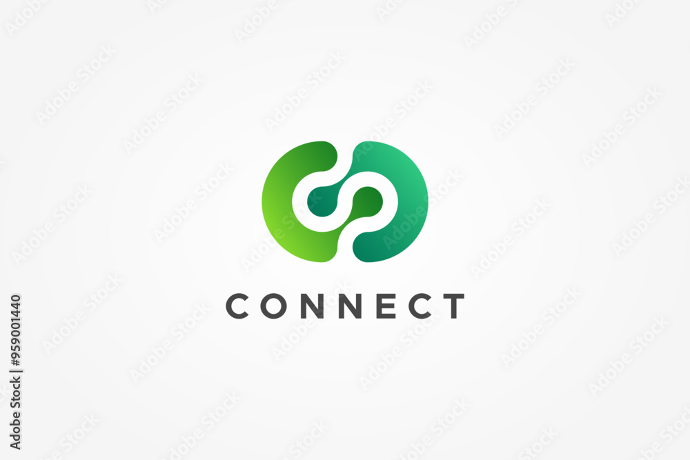 Connect Logo. Blue And Green Initial Letter C and O Linked With ...