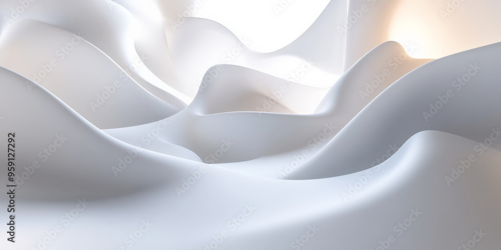 A modern 3D light white background with floating abstract forms and ...