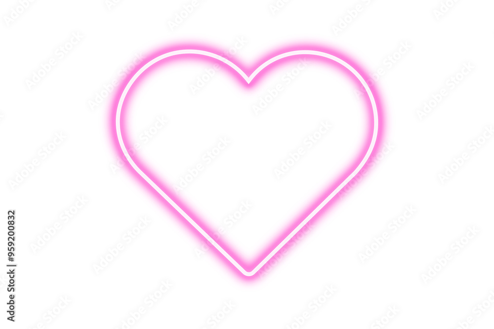 Glowing pink neon heart sign. Neon heart icon in PNG format. Isolated ...