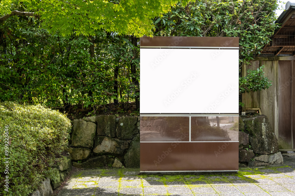 Blank white mockup background texture of a rectangular billboard in a ...