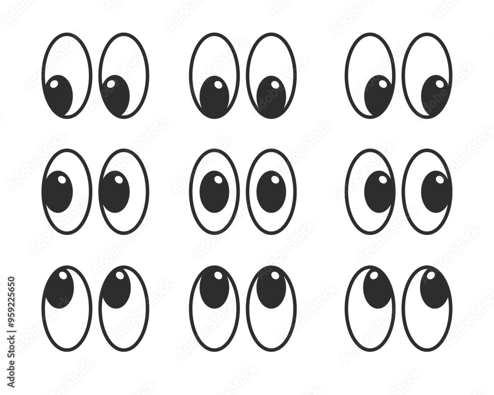Vector de Stock set of Vector cartoon style eyes cartoon eyes looking ...